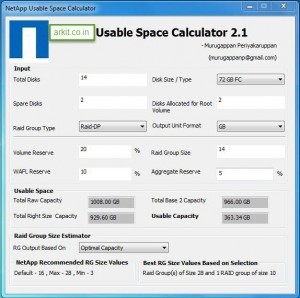 calculating usable disk space RAW disk space and Usable