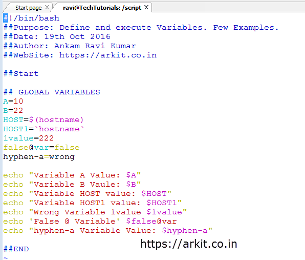 Shell Scripting Tutorial Variables Global And Local Variables